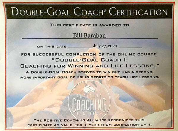 Bill Baraban Awarded Double-Goal Coach Certification - Baraban's Golf